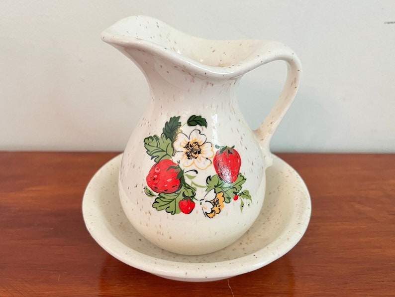 Treasure Craft Strawberry Blossom Bowl and Pitcher Wash Basin - Etsy