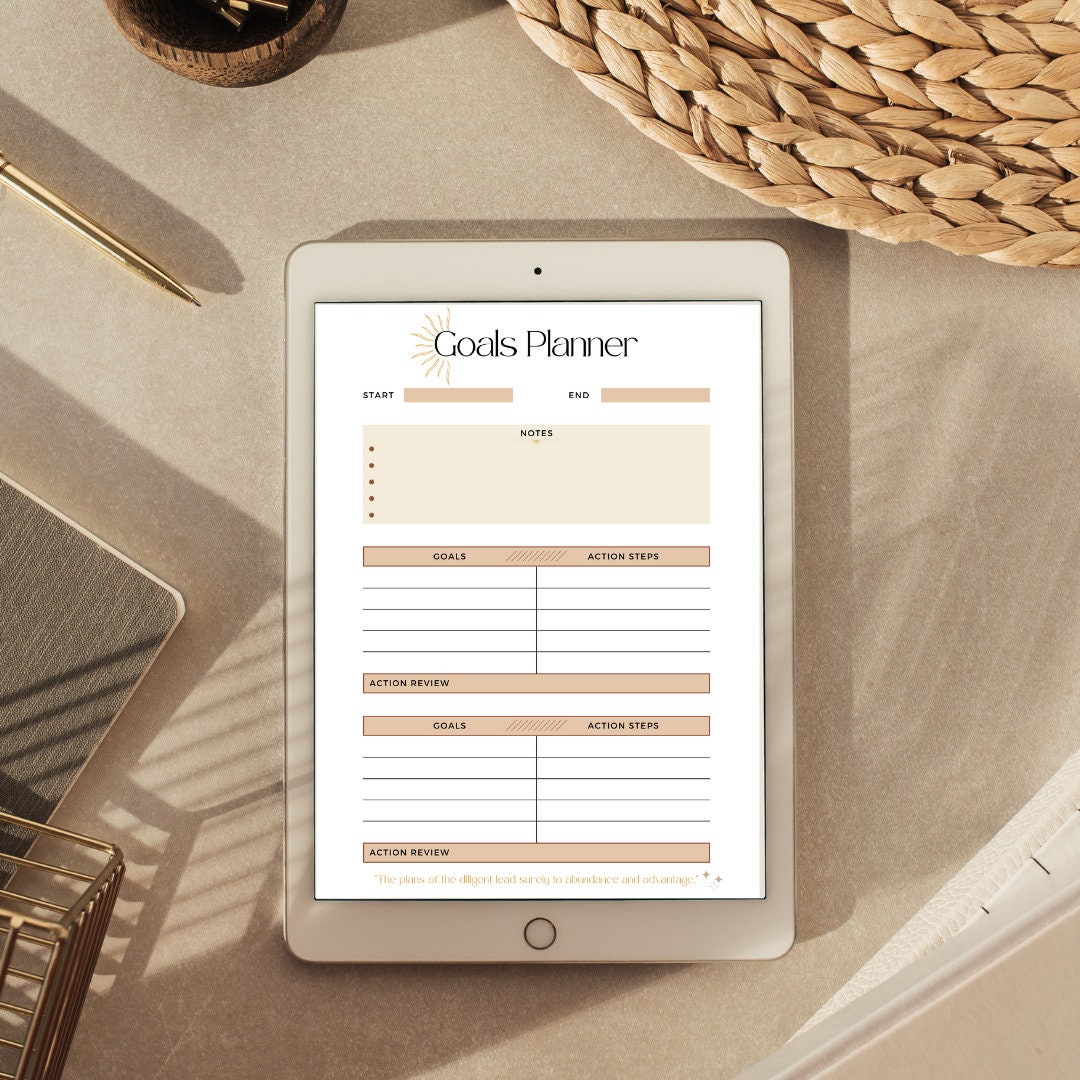 Editable Goals Digital Planner Daily Undated Planner iPad Planner ...