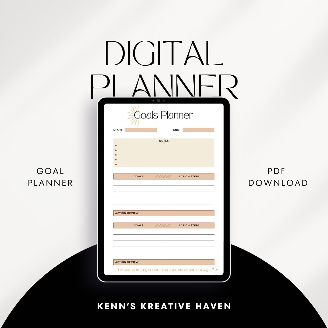 Editable Goals Digital Planner Daily Undated Planner iPad Planner ...