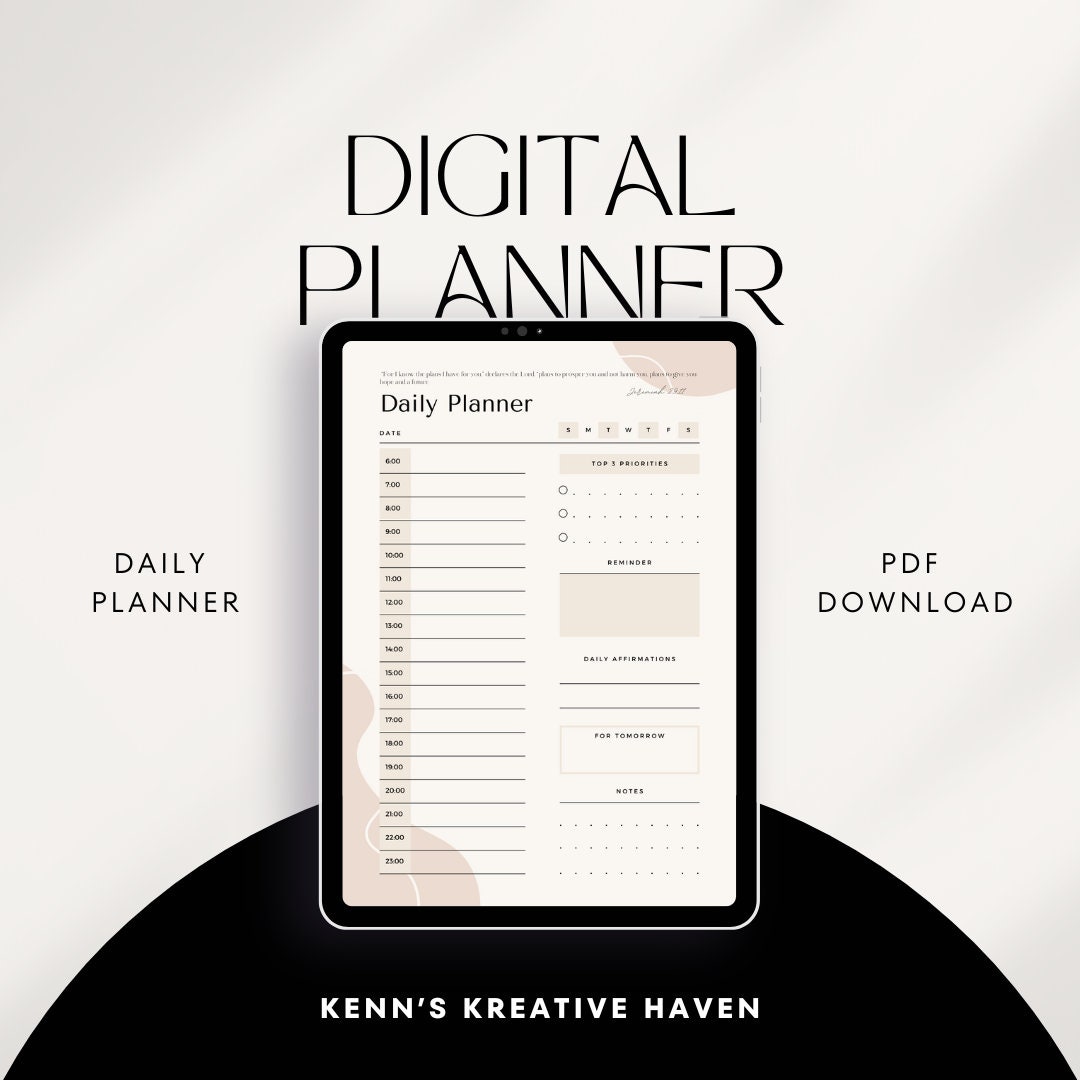Editable Daily Digital Planner Daily Undated Planner iPad Planner ...