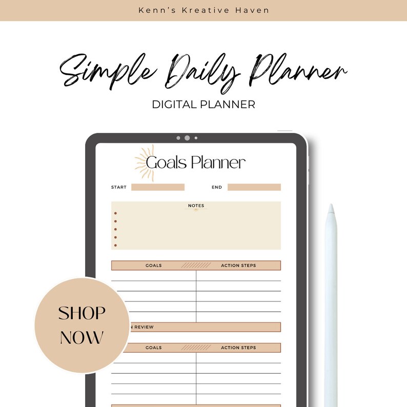 Editable Goals Digital Planner Daily Undated Planner iPad Planner ...