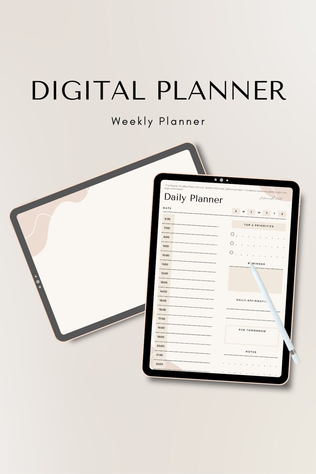 Editable Daily Digital Planner Daily Undated Planner iPad Planner ...