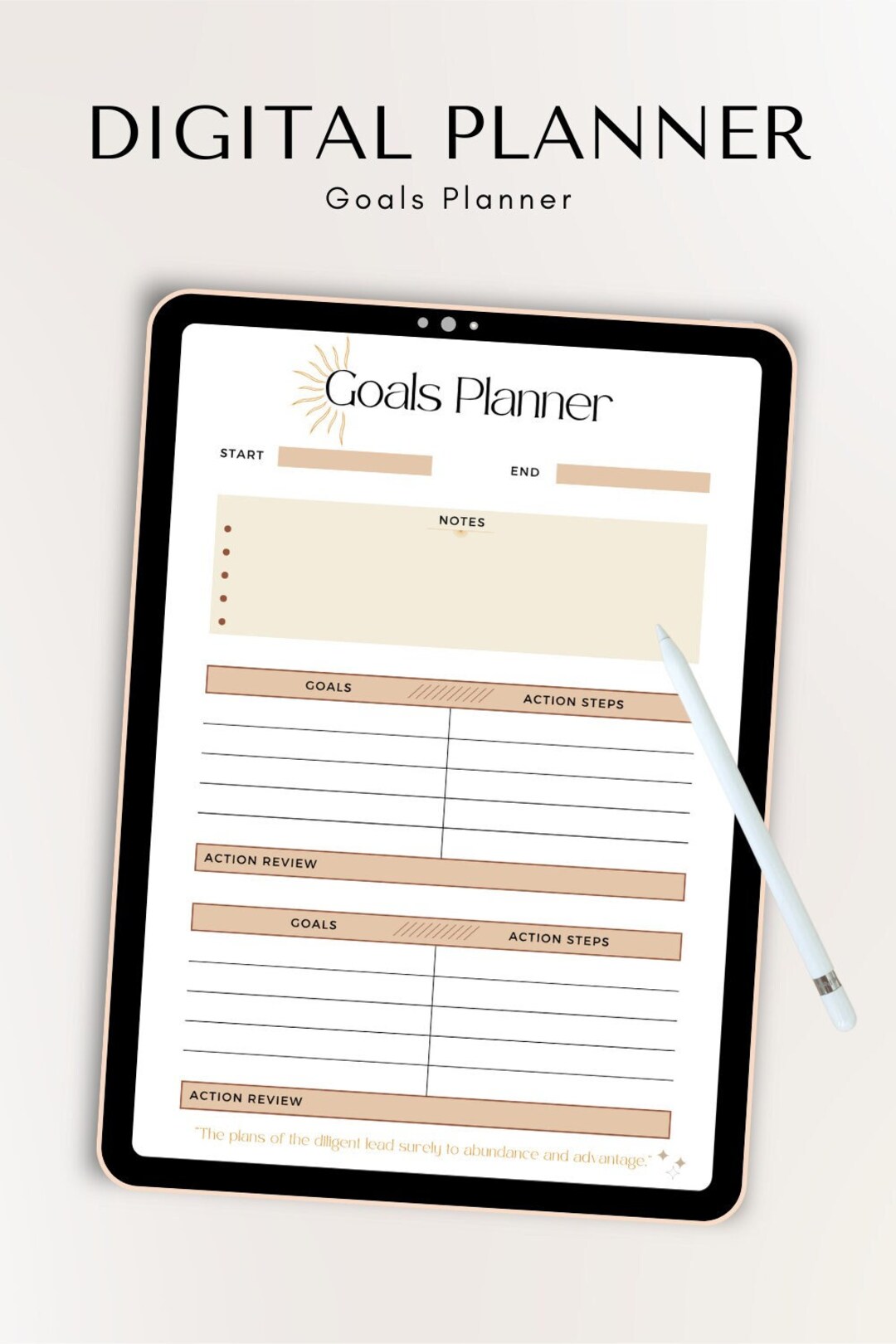 Editable Goals Digital Planner Daily Undated Planner iPad Planner ...