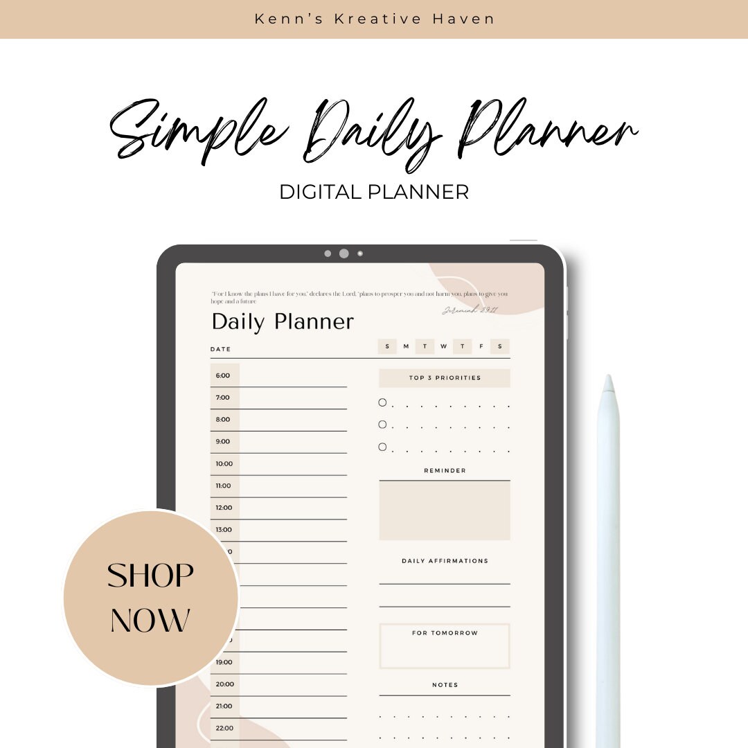 Editable Daily Digital Planner Daily Undated Planner iPad Planner ...