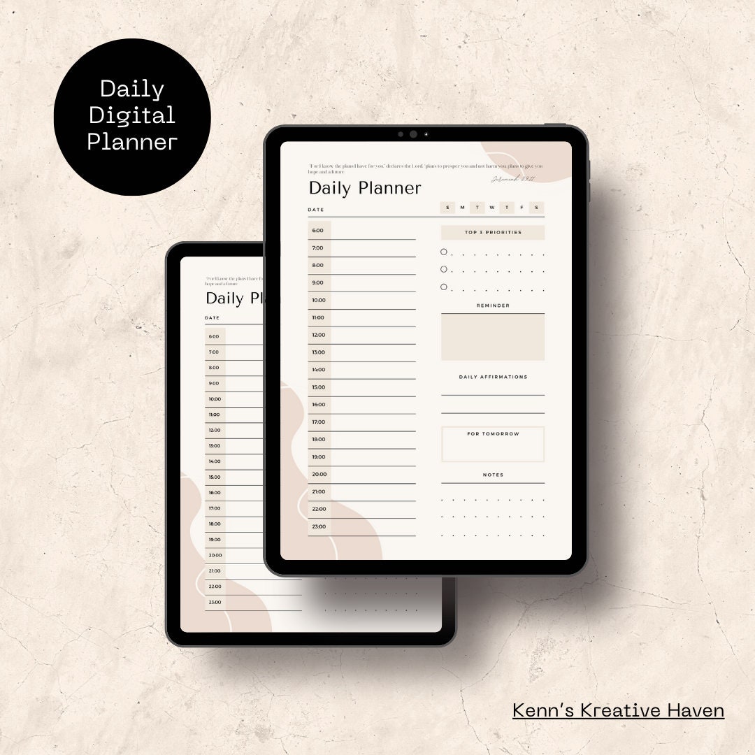Editable Daily Digital Planner Daily Undated Planner iPad Planner ...