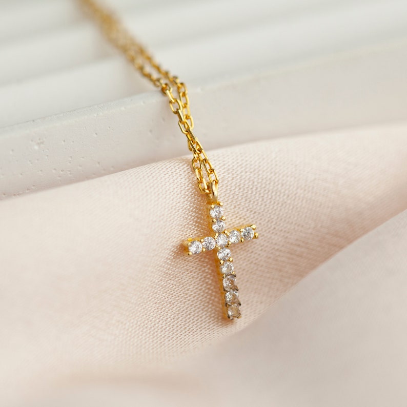 Silver Cross Necklace Diamond Cross Necklace Cross Necklace - Etsy