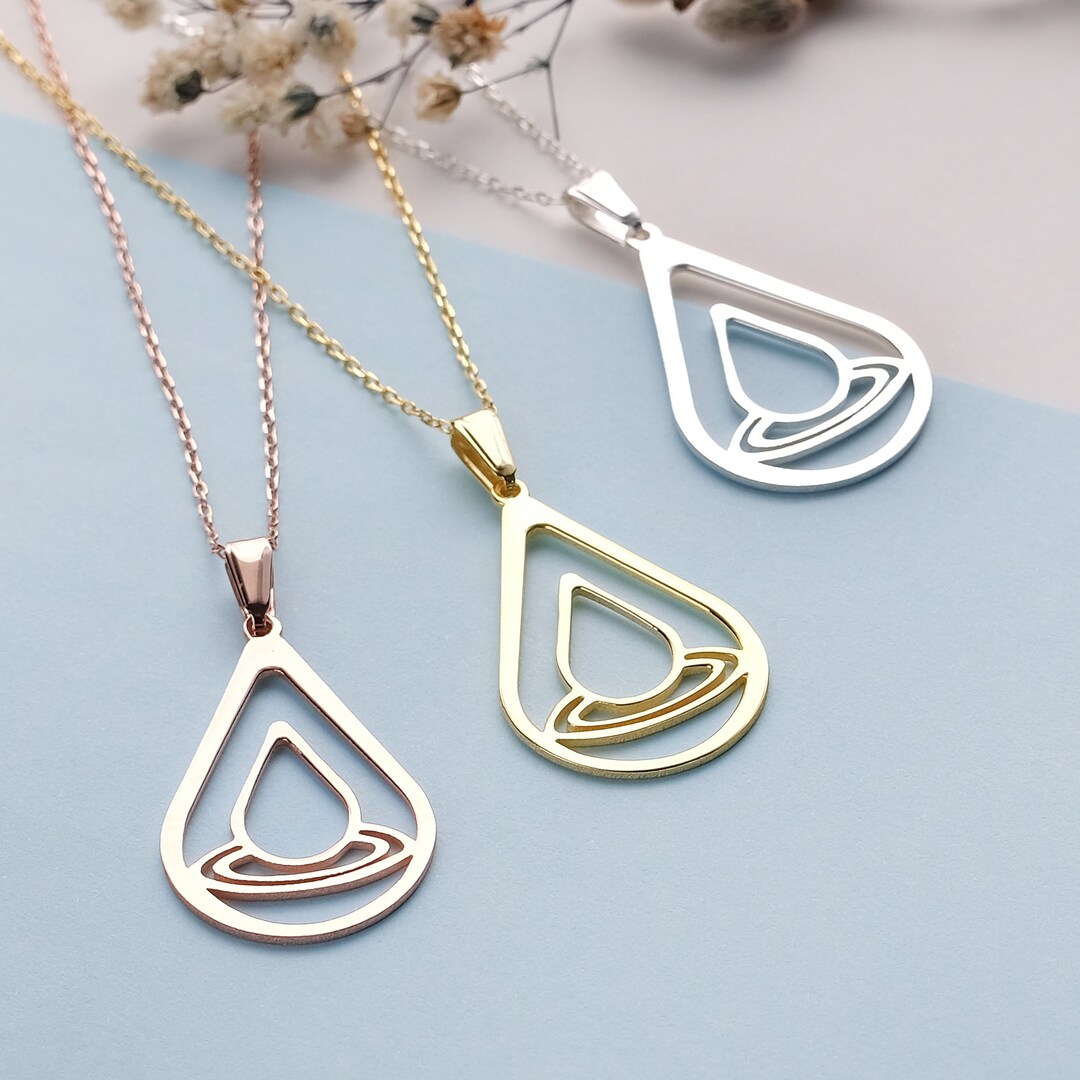 Origami Elements Figure Necklace in 925 Sterling Silver, Water Element ...