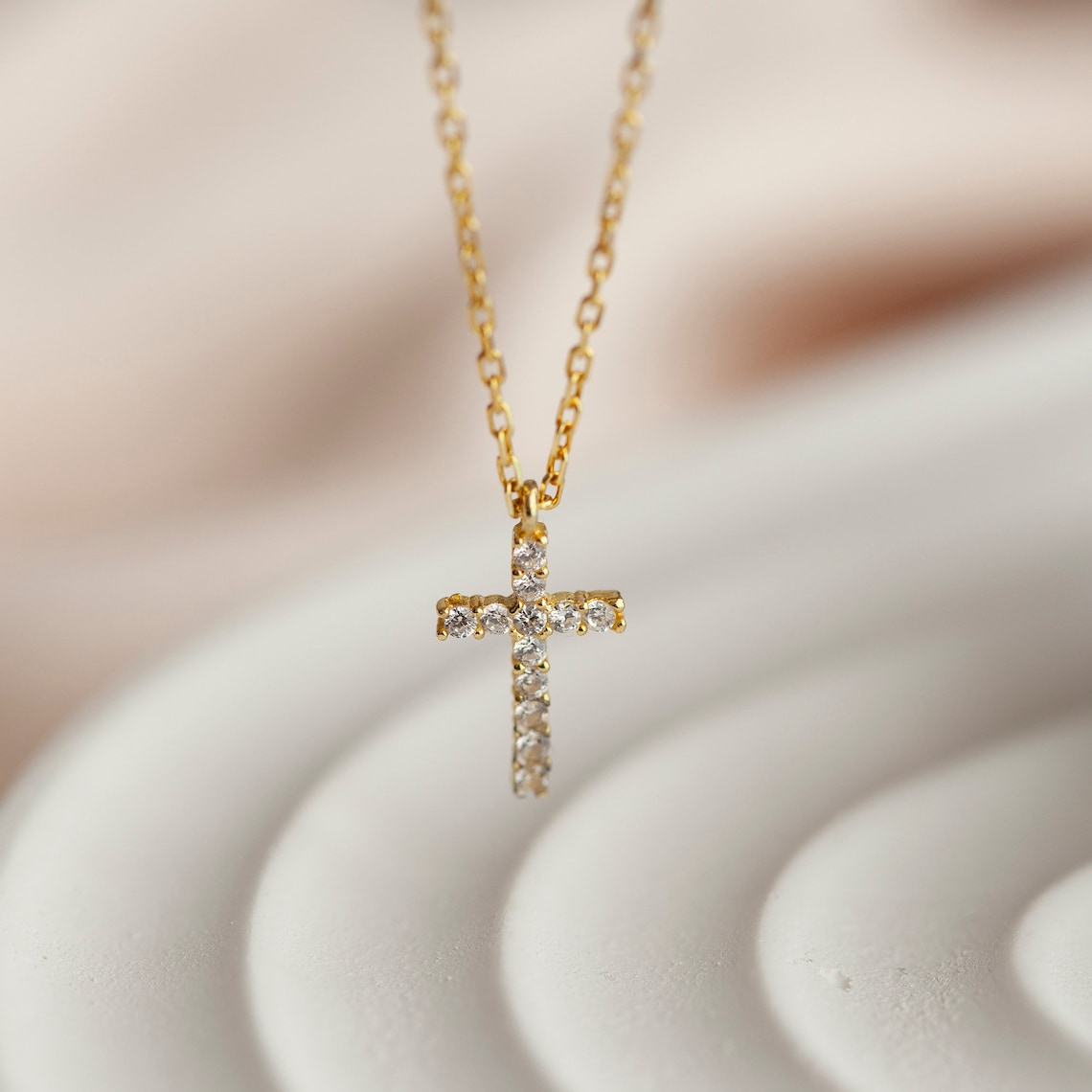 Sterling Silver Cross Necklace Delicate Cross for Mom 14k - Etsy