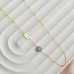 Custom Evil Eye Necklace, Personalized Letter With Evil Eye, Protection ...