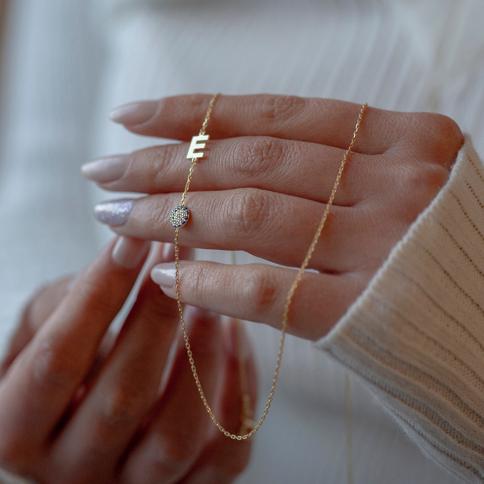 Custom Evil Eye Necklace, Personalized Letter With Evil Eye, Protection ...