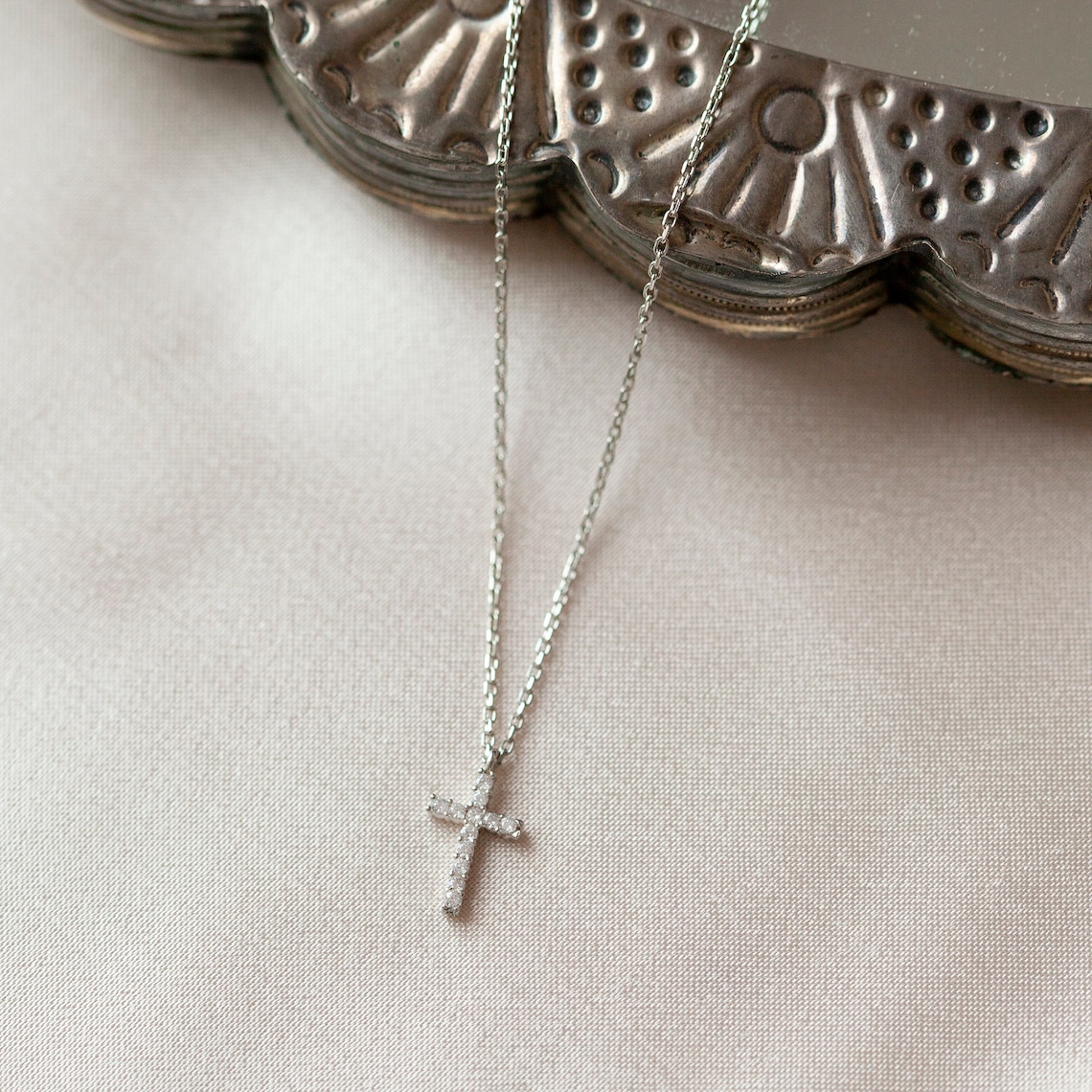 Sterling Silver Cross Necklace Delicate Cross for Mom 14k - Etsy