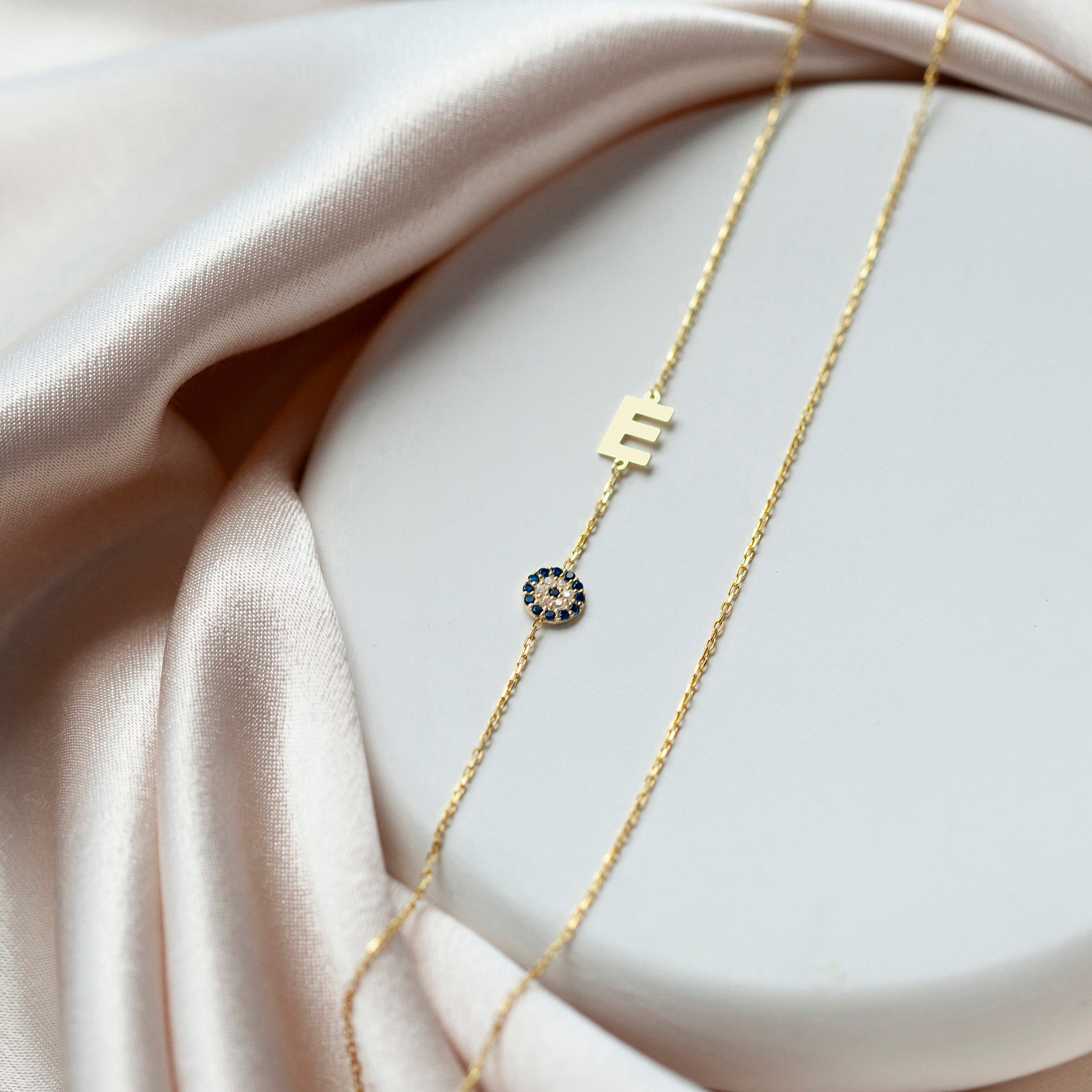 Custom Evil Eye Necklace, Personalized Letter With Evil Eye, Protection ...