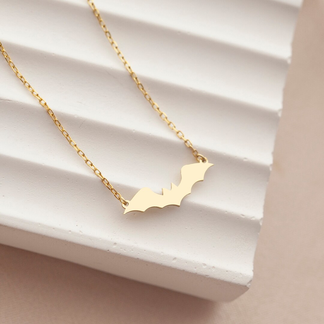 Tiny Cute Gold Bat Necklace, Minimalist Gothic Necklace, Halloween ...