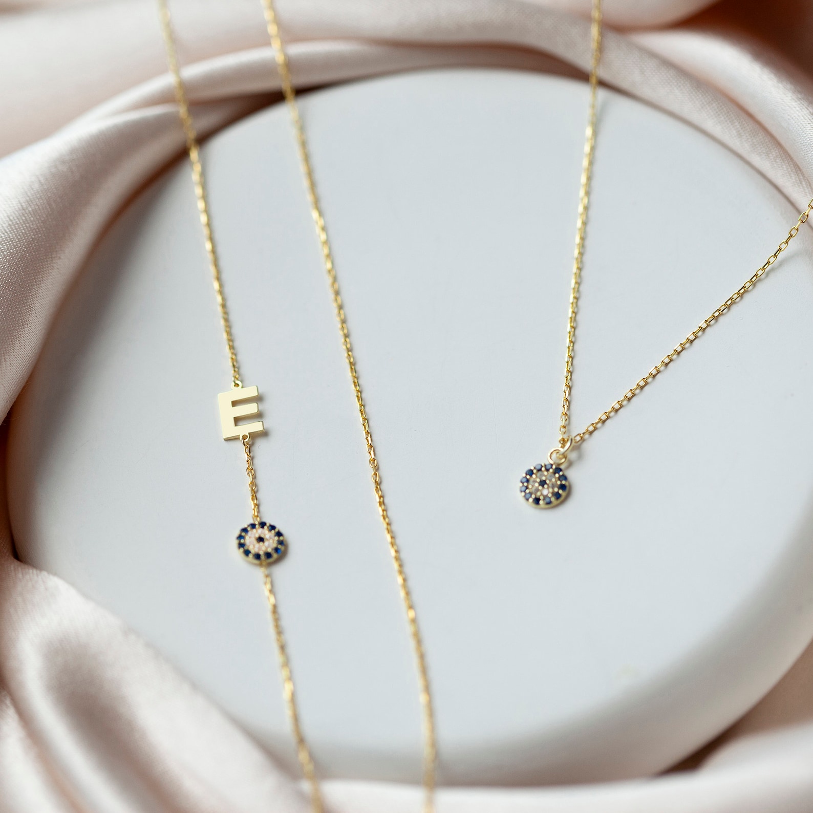 Custom Evil Eye Necklace, Personalized Letter With Evil Eye, Protection ...