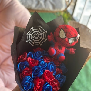 Eternal Rose Bouquet Spider Man Bouquet Valentines Bouquet Super Hero ...