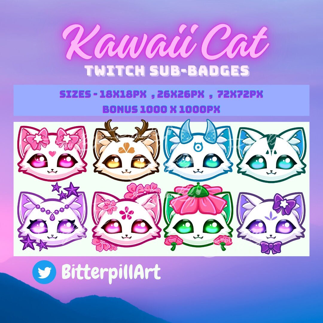 Kawaii Cat Sub-badges - Etsy