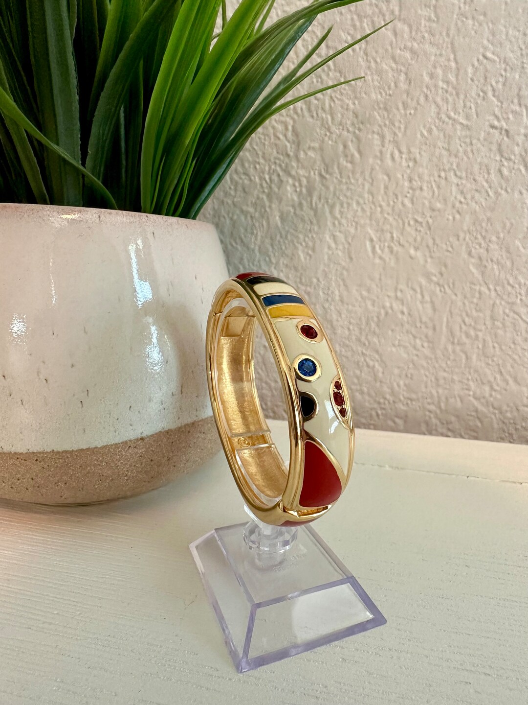 Vintage Enamel Swarovski Clamp Bracelet - Etsy