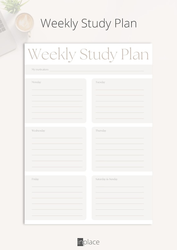 Weekly Study Planner School Planner Printable Planner - Etsy