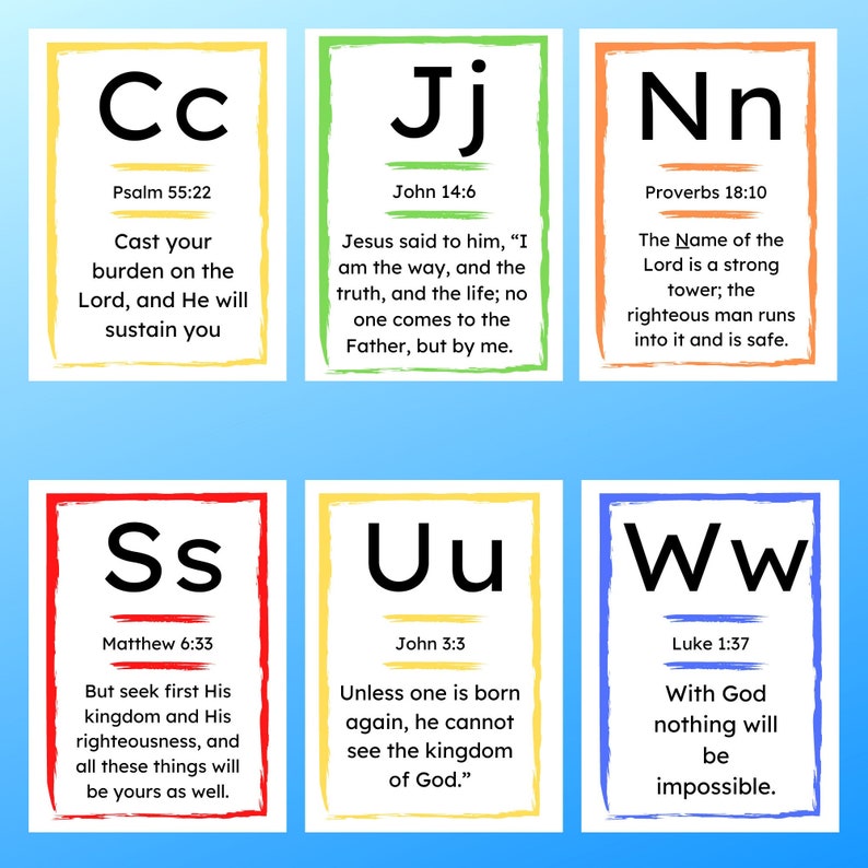 ABC Alphabet Bible Verse Scripture Memory Cards Memorization - Etsy ...