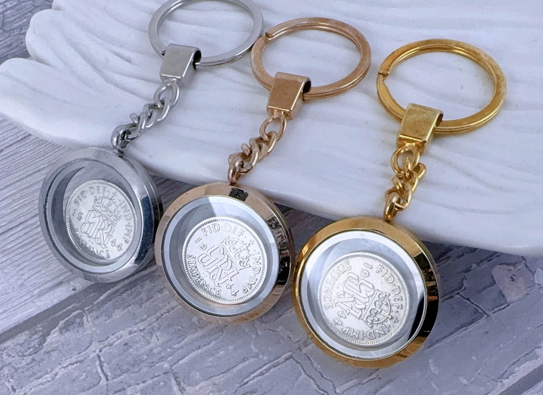 80th Birthday Sixpence Coin Keyring: 1945 British Coin Locket ...
