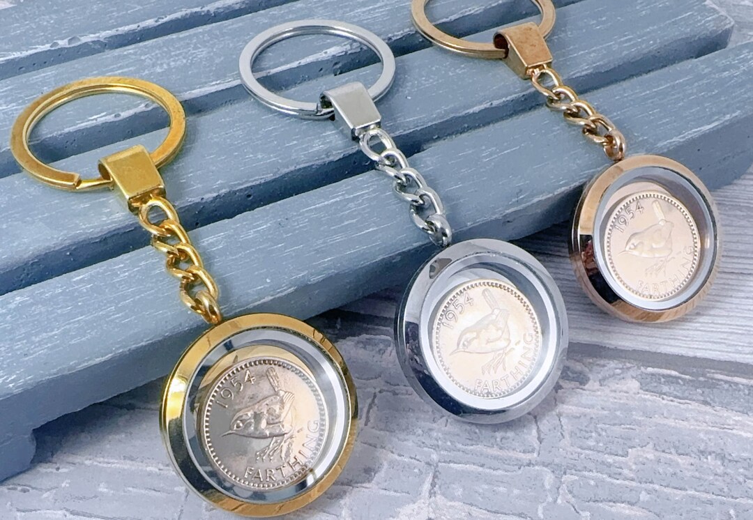 71st Birthday 1955 Farthing Coin Keyring - British Keepsake - Engraving ...