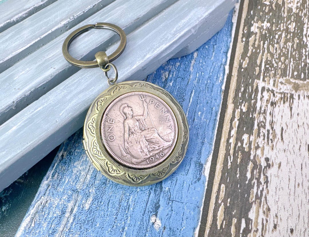 1946 Penny Locket Keyring: 80th Birthday Lucky British Coin Keepsake - Etsy