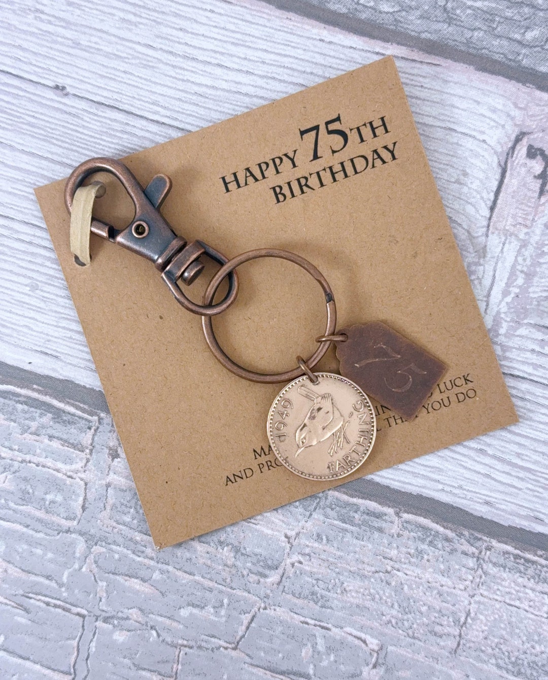 75th Birthday Keepsake Gift, Year 1951 British Farthing Coin Keyring ...