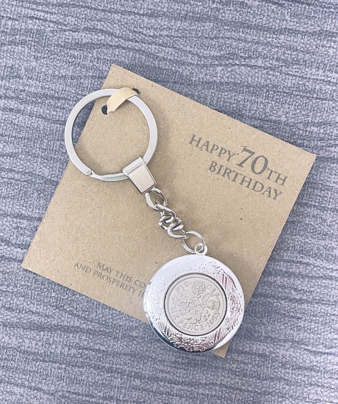 70th Birthday Sixpence Keyring: 1956 Vintage British Coin Locket - Etsy