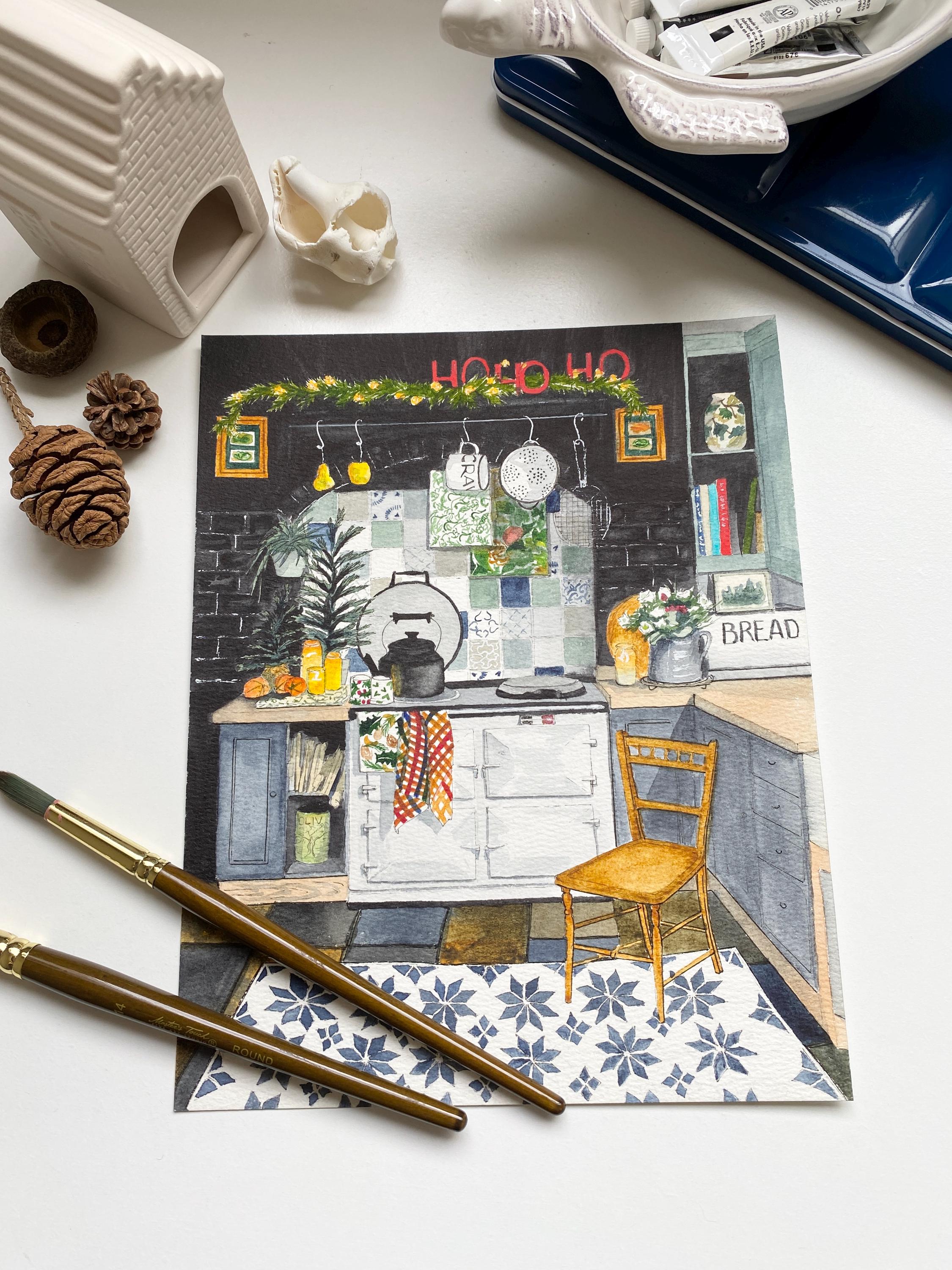 Rolled Poster - Cozy Vintage Kitchen: Artistic Print for Festive Home ...