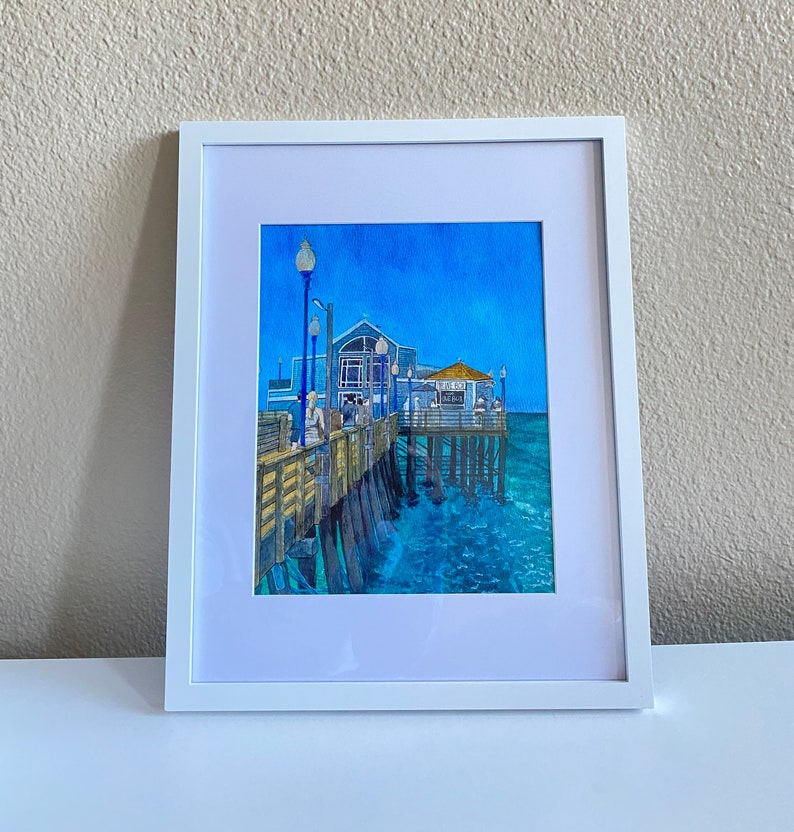 Original Watercolor Drawing of the Oceanside Pier Watercolor Landscape ...