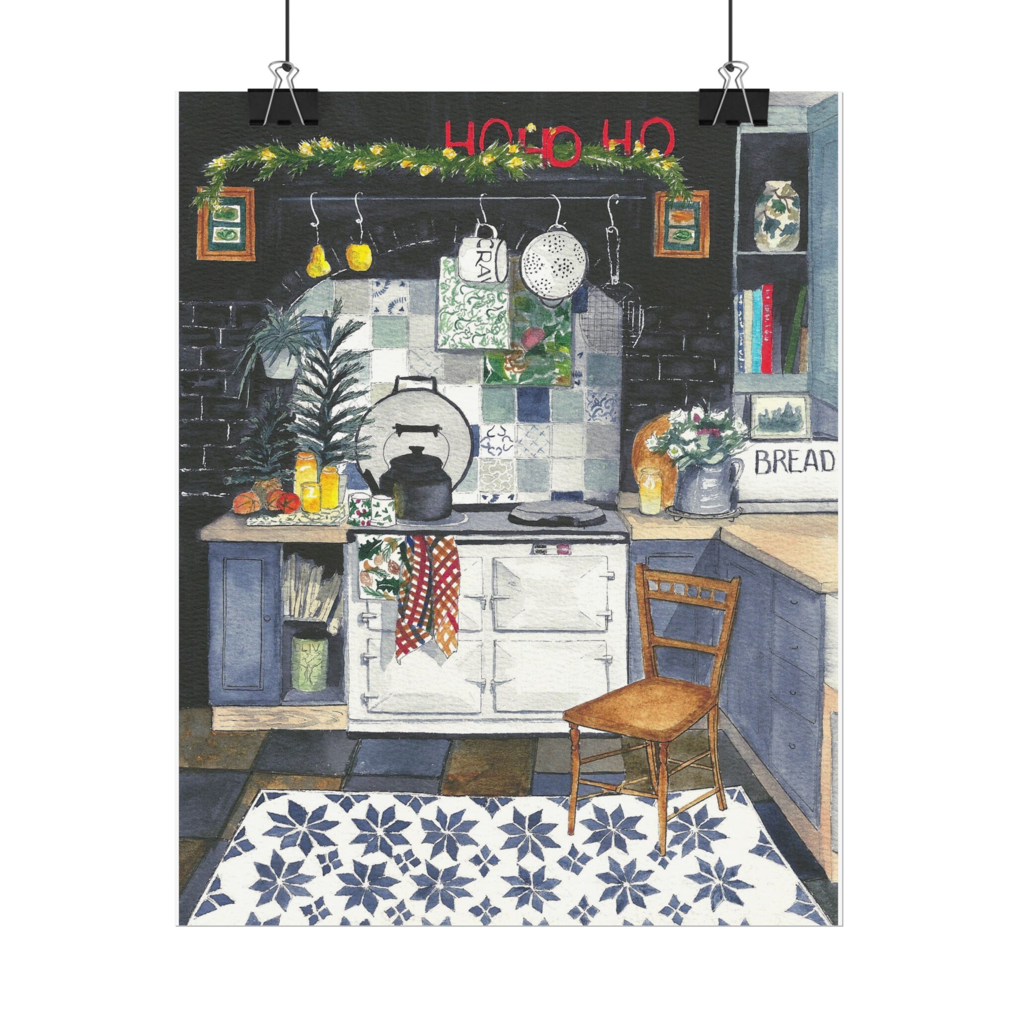 Rolled Poster Cozy Vintage Kitchen: Artistic Print for Festive Home ...