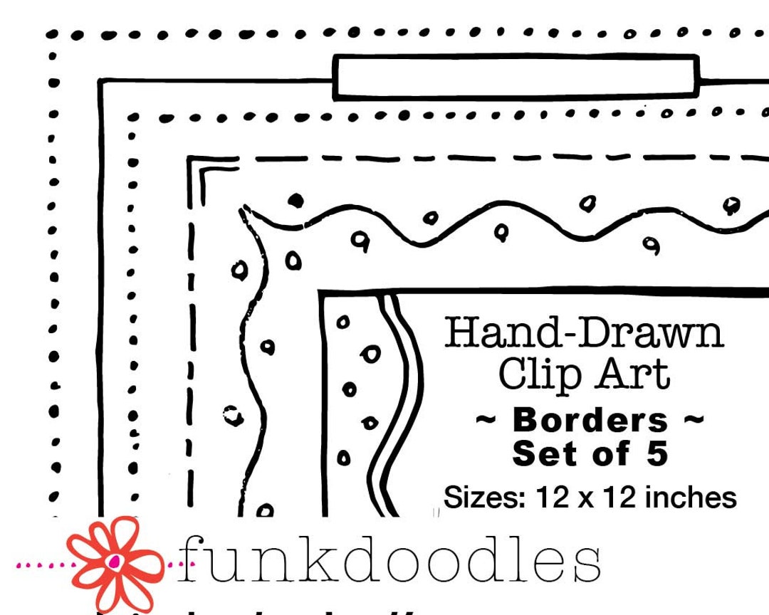 Doodle Clipart Border; Square Hand Drawn Scribble Frame for Social ...