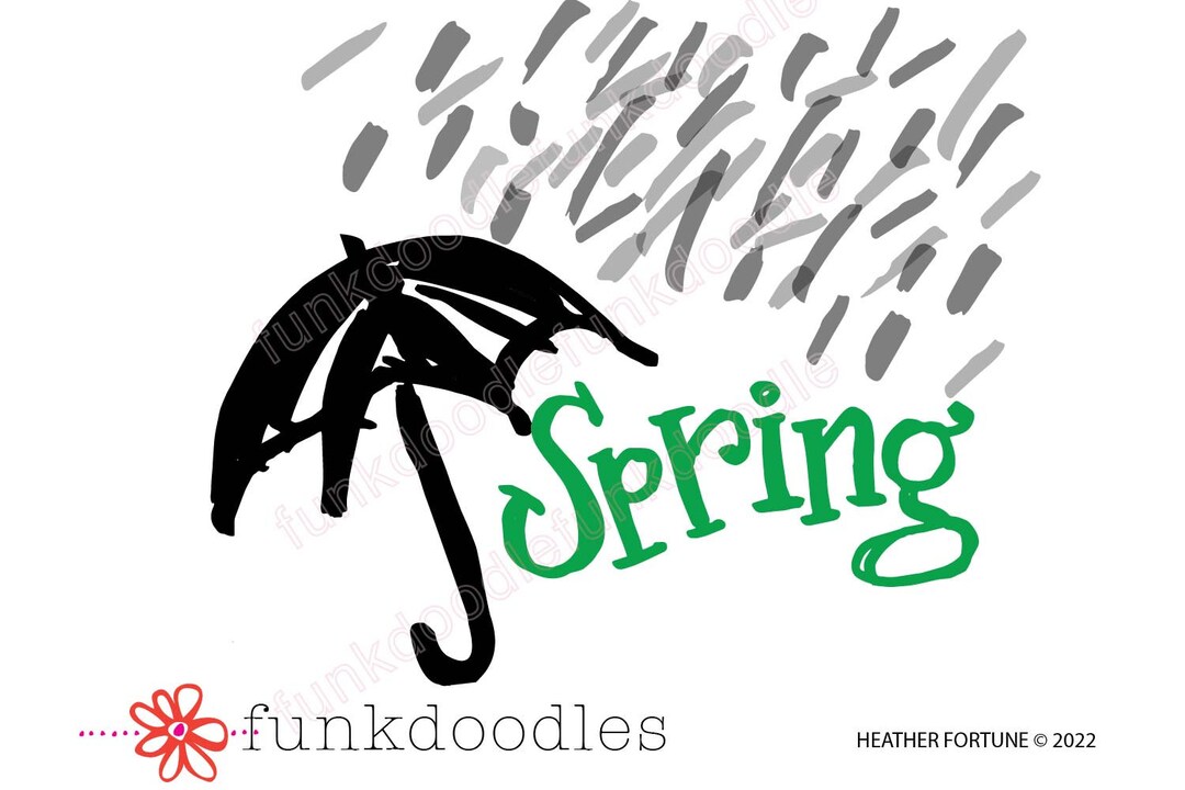 UMBRELLA CLIP ART Hand Drawn Doodle Grunge; Spring Rain; April Showers ...