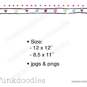 Doodle Heart Clipart Borders; Square and Letter-sized Fun Hand Drawn ...
