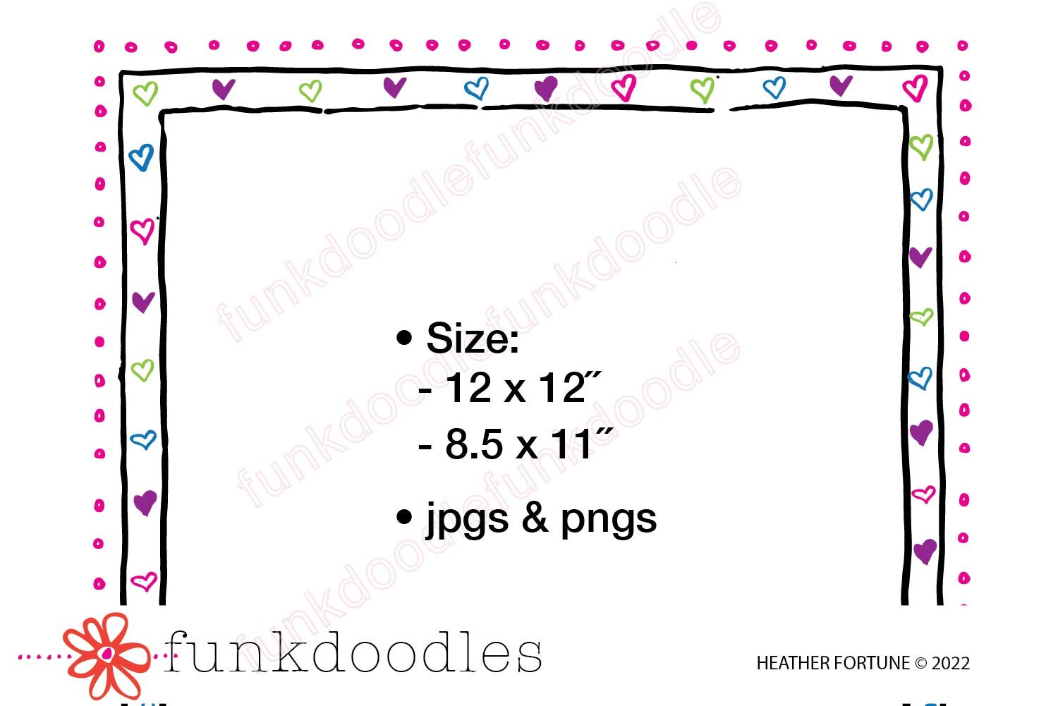 Doodle Heart Clipart Borders; Square and Letter-sized Fun Hand Drawn ...