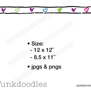 Doodle Heart Clipart Borders; Square and Letter-sized Fun Hand Drawn ...