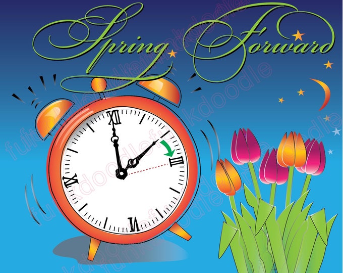 Spring Forward Clip Art; Daylight Savings Time Begins; March 9 2025 DST ...