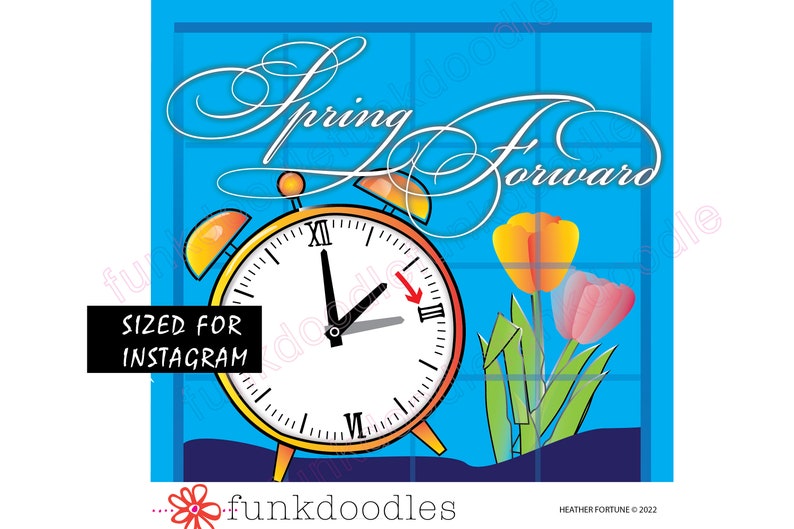 DAYLIGHT SAVING Time Clip Art; DST 2026, Hand Drawn Spring Alarm Clock ...