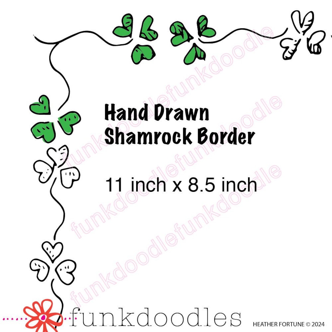 SHAMROCK Doodle Clipart Border St. Patricks Day for DIY Projects ...