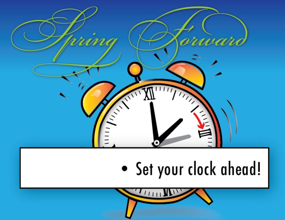 Buy Spring Forward Clip Art; Daylight Savings Time Begins; March 9 2025 ...