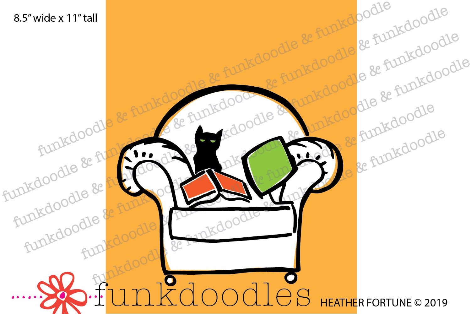 Comfy Armchair With Doodle Cat and Pillows; Illustration for Cards ...