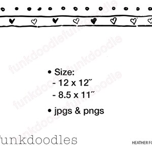 Doodle Heart Clipart Borders; Square and Letter-sized Fun Hand Drawn ...