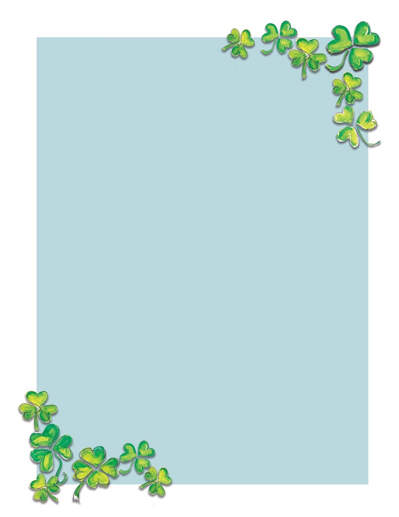 Watercolor Shamrock Wreath Clip Art Border, Clover Frames for Social ...