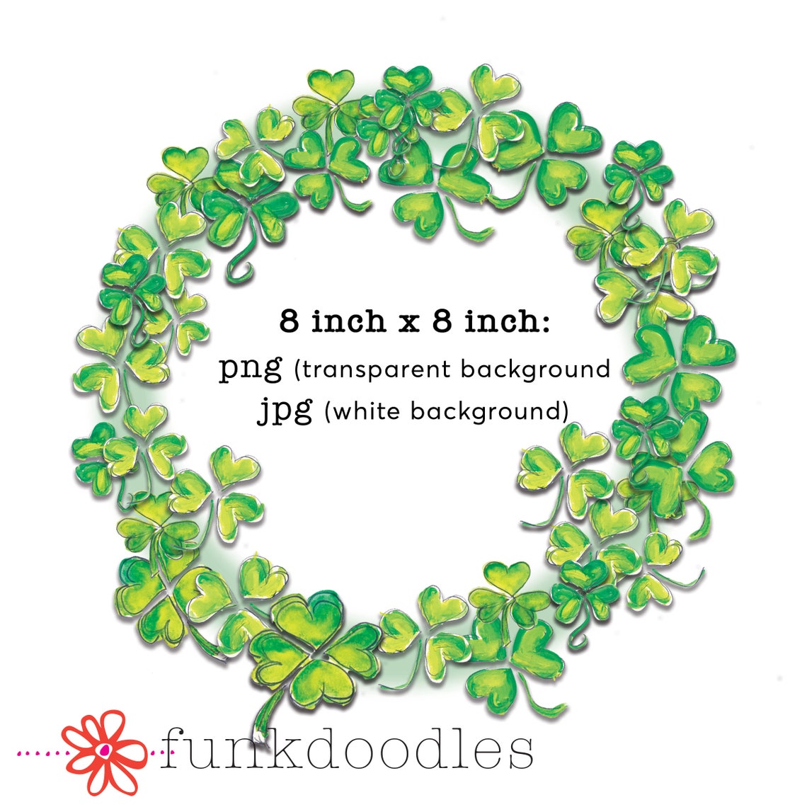 Watercolor Shamrock Wreath Clip Art Border, Clover Frames for Social ...