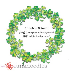 Watercolor Shamrock Wreath Clip Art Border, Clover Frames for Social ...