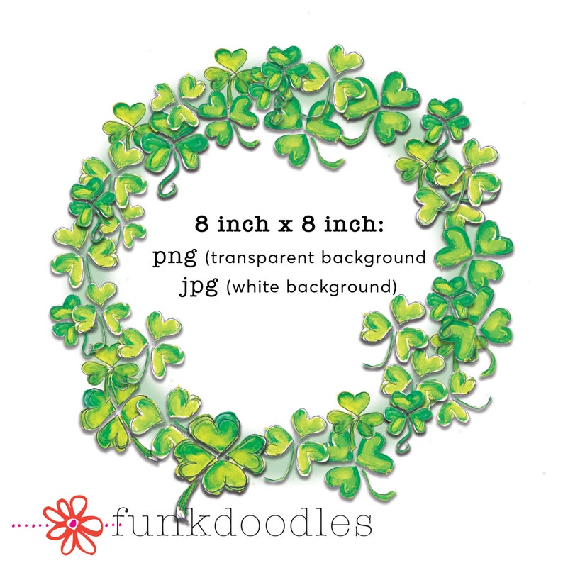 Watercolor Shamrock Wreath Clip Art Border, Clover Frames for Social ...