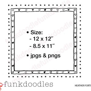 Doodle Heart Clipart Borders; Square and Letter-sized Fun Hand Drawn ...