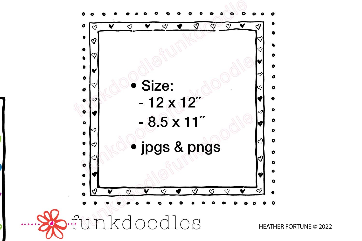 Doodle Heart Clipart Borders; Square and Letter-sized Fun Hand Drawn ...