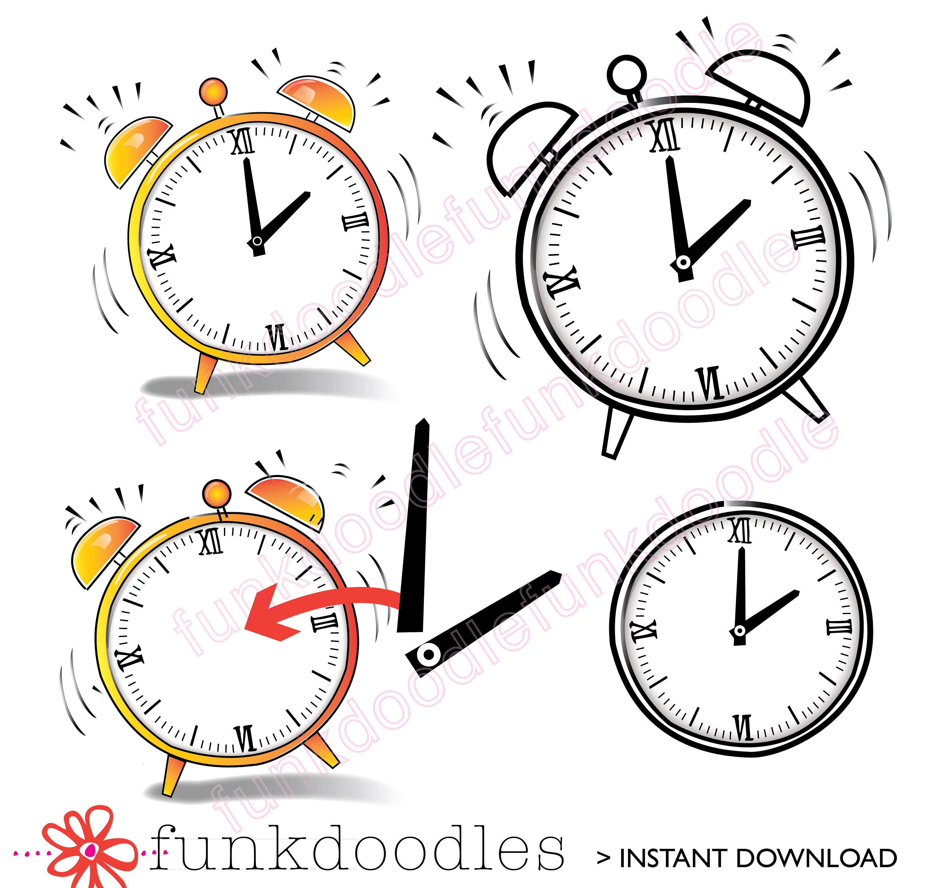 Alarm Clock Clip Art for Planner Clipart or Planner Icons or Social ...
