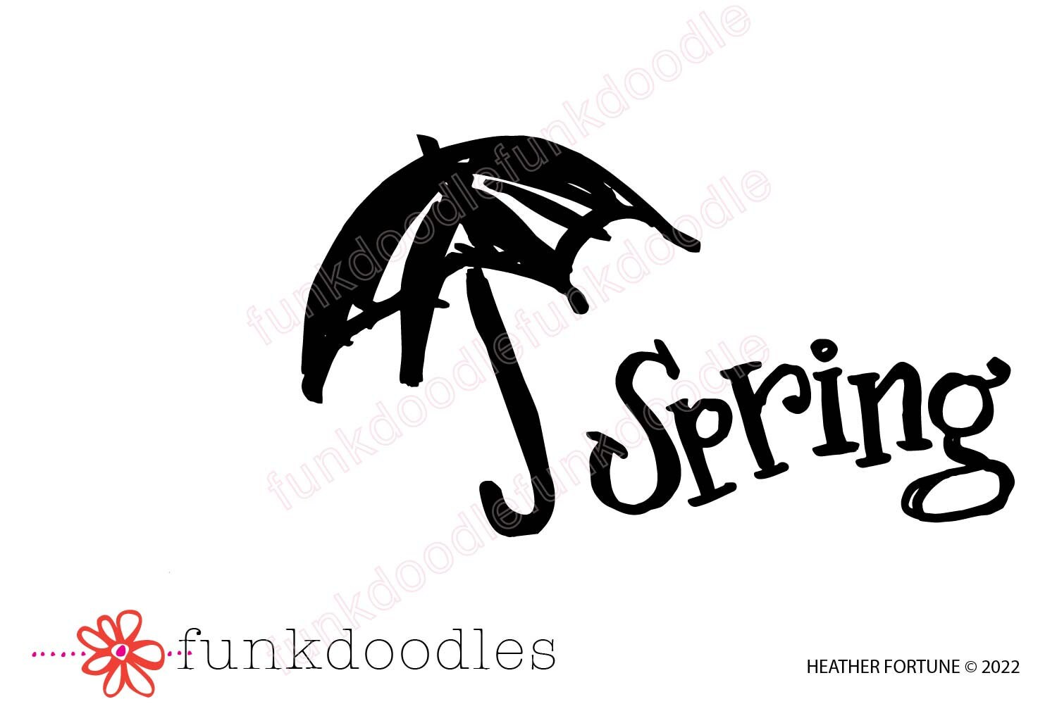 UMBRELLA CLIP ART Hand Drawn Doodle Grunge Spring Rain April Showers ...